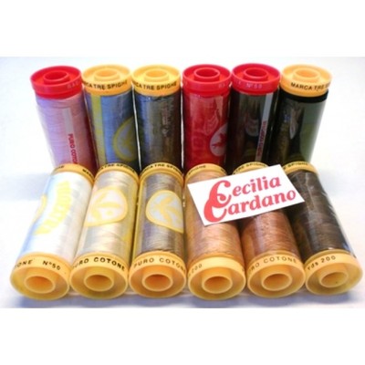 SET 12 FILATI FILO DI COTONE PER DA CUCITO E DECORAZIONE FILI COLORI ...