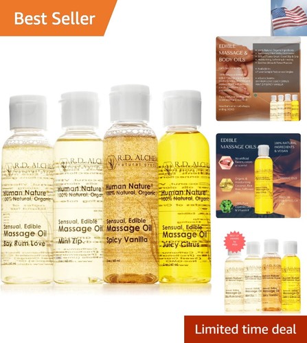 100% Natural & Organic Edible Massage Oil Sample Pack. Contains All 4 ...