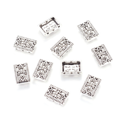 20pcs Tibetan Alloy Multi-Strand Connectors Filigree Rectangle 3-Hole ...
