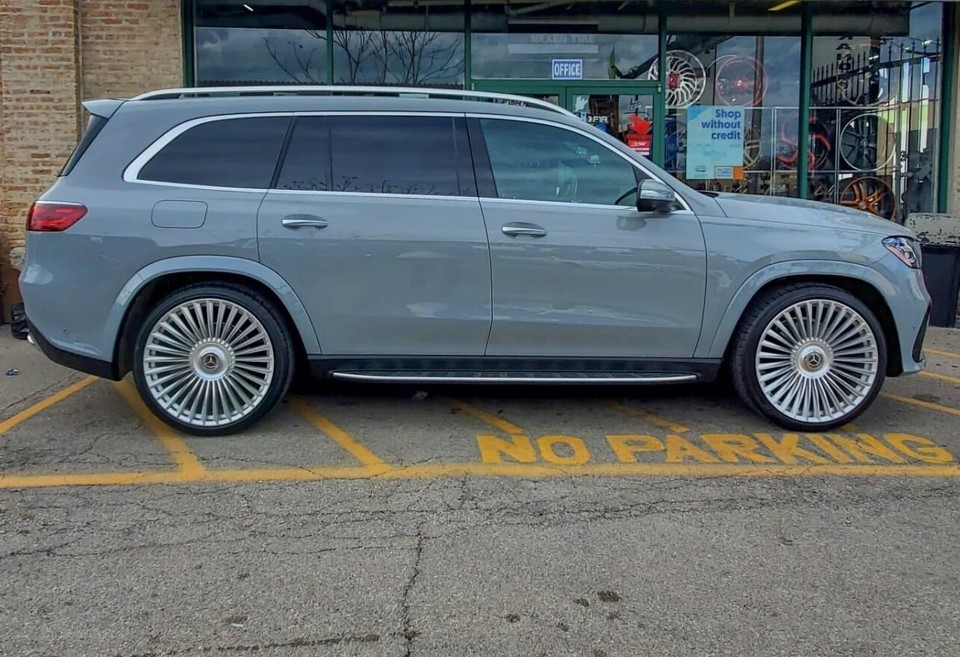 24” FF02 MACHINED SILVER WHEELS FOR MERCEDES GL500 GLS450 GLS580 GLS63 ...