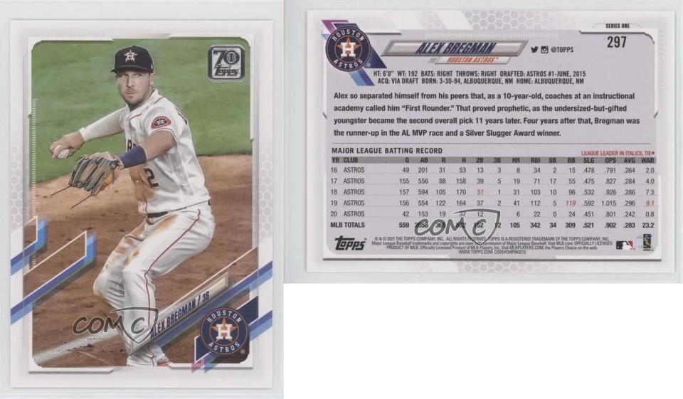 2021 Topps Alex Bregman (Fielding White Jersey) #297 f3f | eBay