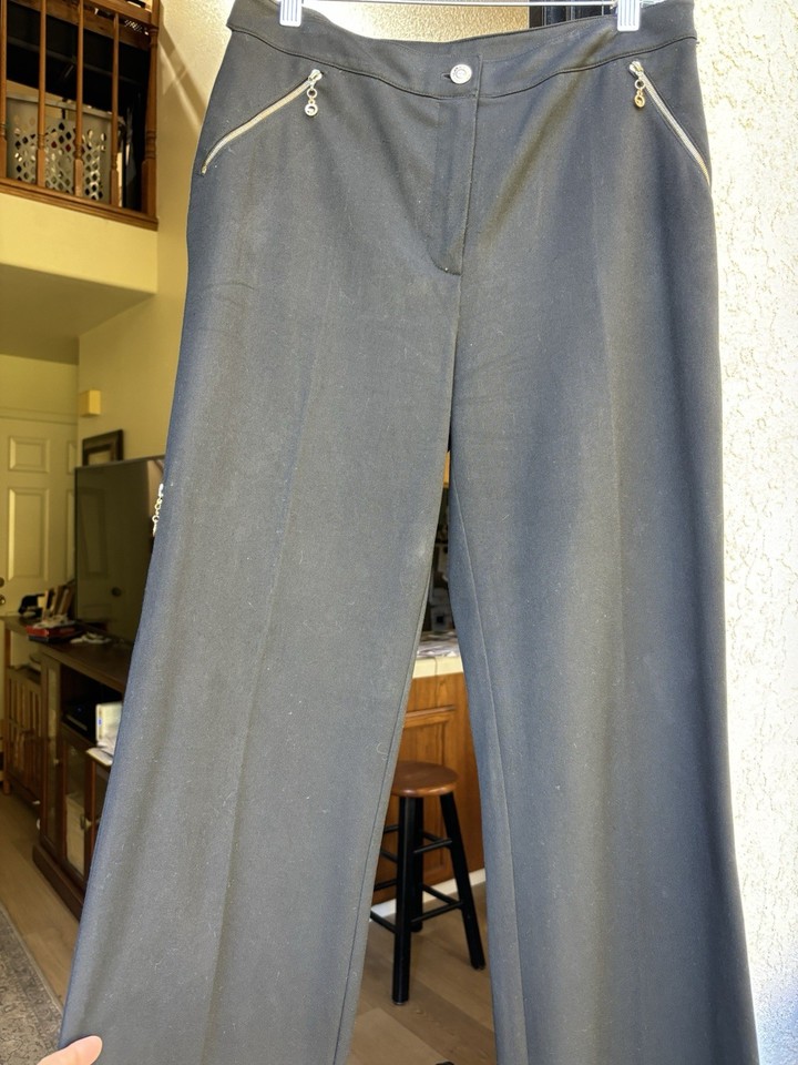 Women’s St. John Sport Black Slacks Dress Pants Gold Accent Marie Grey ...