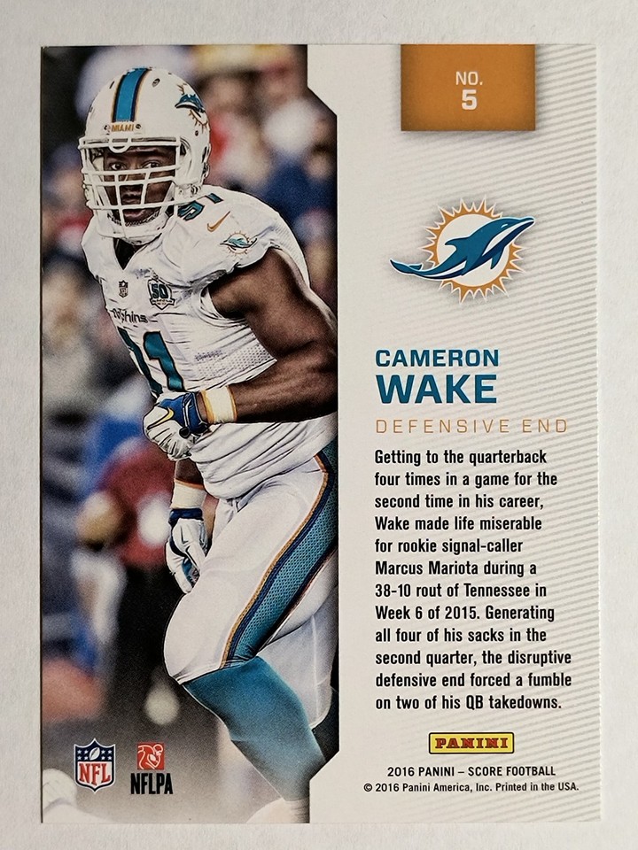 2016 Score Sack Attack Gold #5 Cameron Wake | eBay