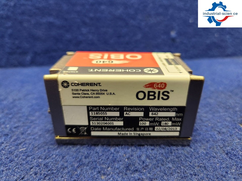 Coherent OBIS 640 Continuous Wave Solid State Laser 642nm 100/180mW P/N ...