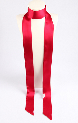 100% Silk narrow Scarf Women neckerchief headband ribbon Wrap Solid red ...