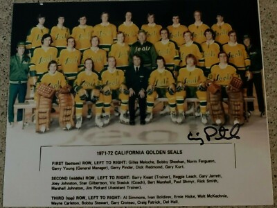 CRAIG PATRICK SIGNED 1972 CALIFORNIA GOLDEN SEALS TEAM PHOTO 8x10 1980 ...