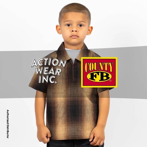FB COUNTY KIDS 1/2 HALF ZIP UP CHECKER SHIRTS 2 POCKET CASUAL BOYS ...