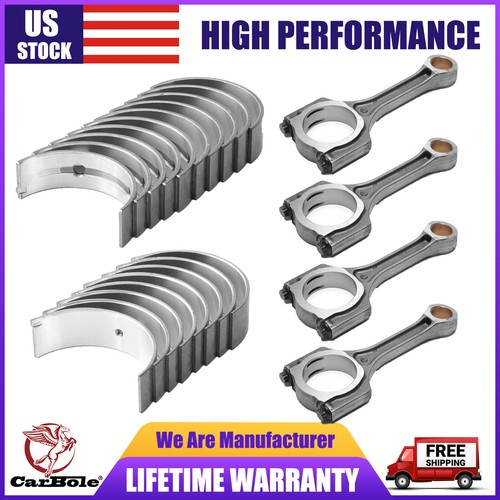 4PCS Connecting Rod + Main & Connecting Rod Bearing Kit For Hyundai Kia ...