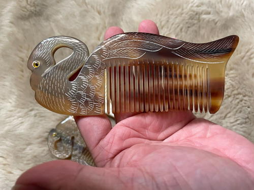Natural Antistatic Hair Comb Ox Horn Fine Toothed Comb_Phoenix_made in ...