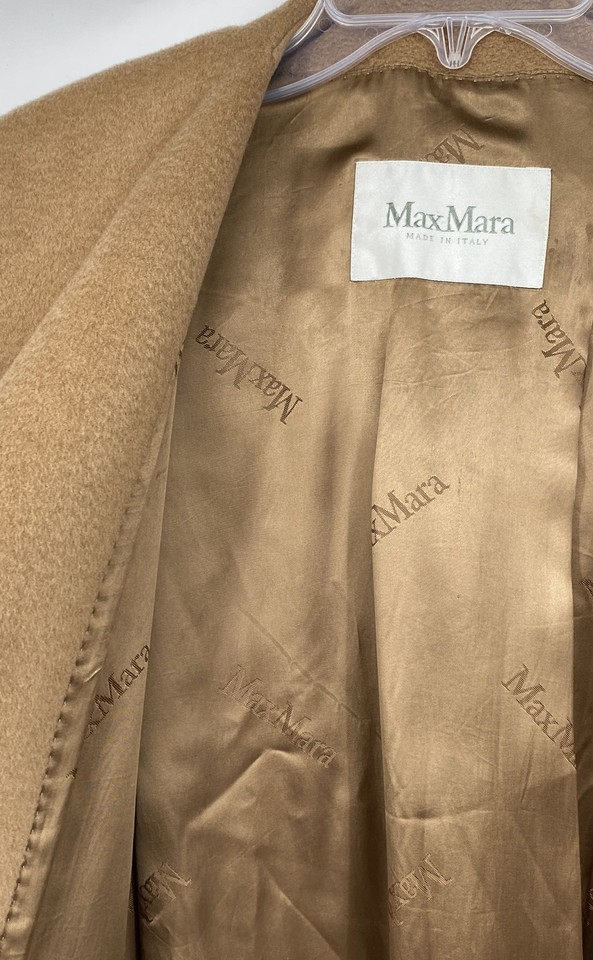 Max Mara Womens Brown Camel Hair Belted Hooded Bath Robe Coat Size 10 ...