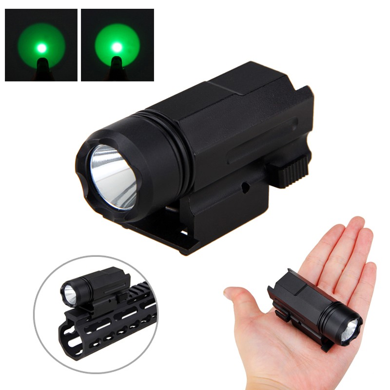 Mini Green LED Flashlight Light 20mm Picatinny Rail Hunting Torch ...