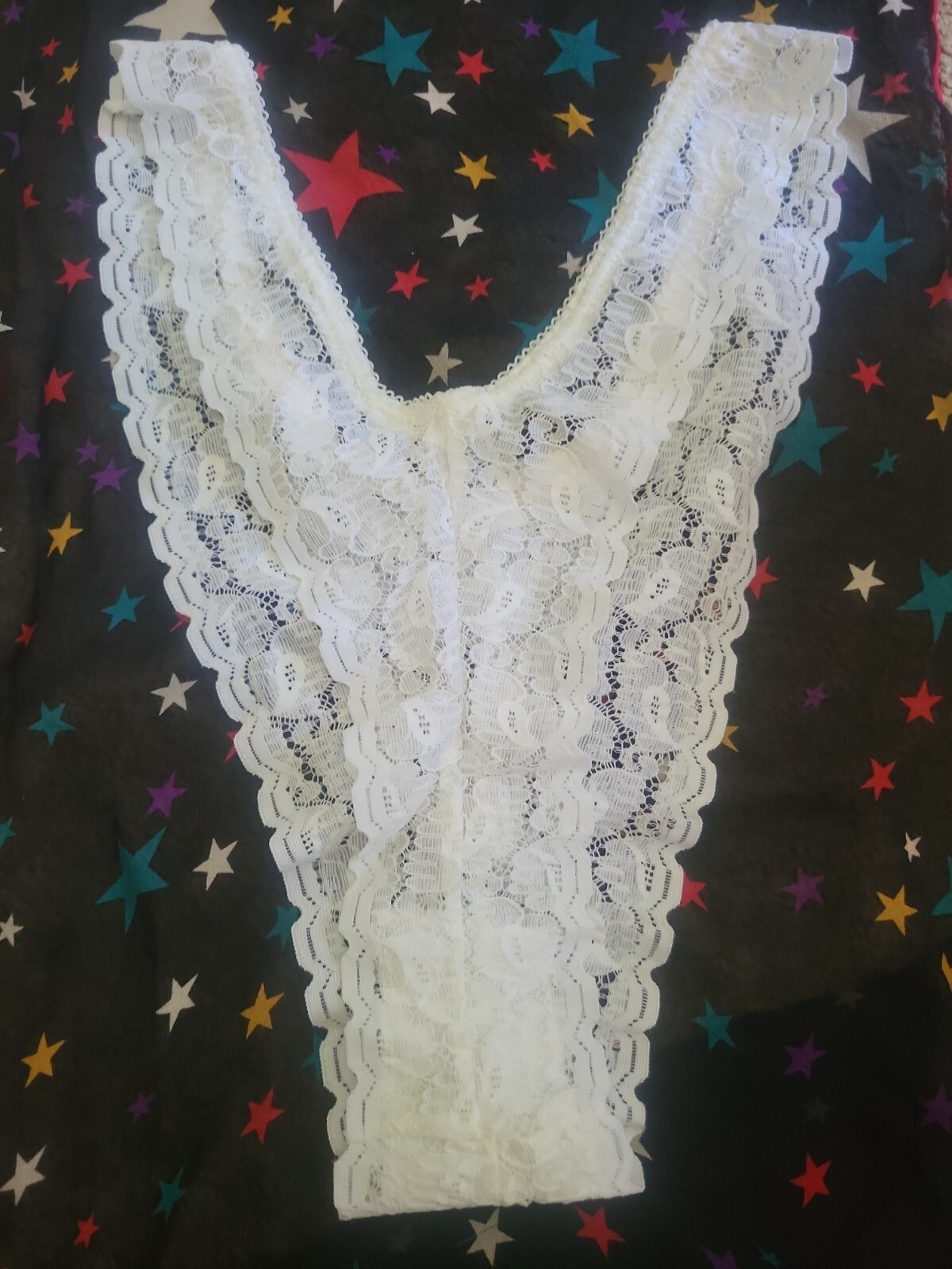 Vintage 90s White Rare High Leg Lace Thong Panties fr… - Gem