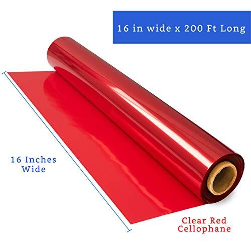 200 ft Red Cellophane Wrap Roll 16 in x 200 ft - Cellophane Wrap Red ...