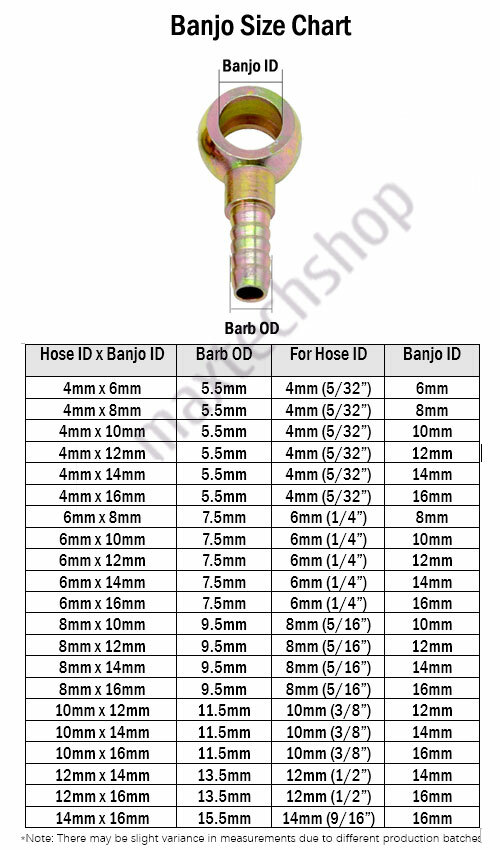 Banjo Fitting M6 M8 M10 M12 M14 M16 M18 Hose Barb 1/8" to 9/16 ...