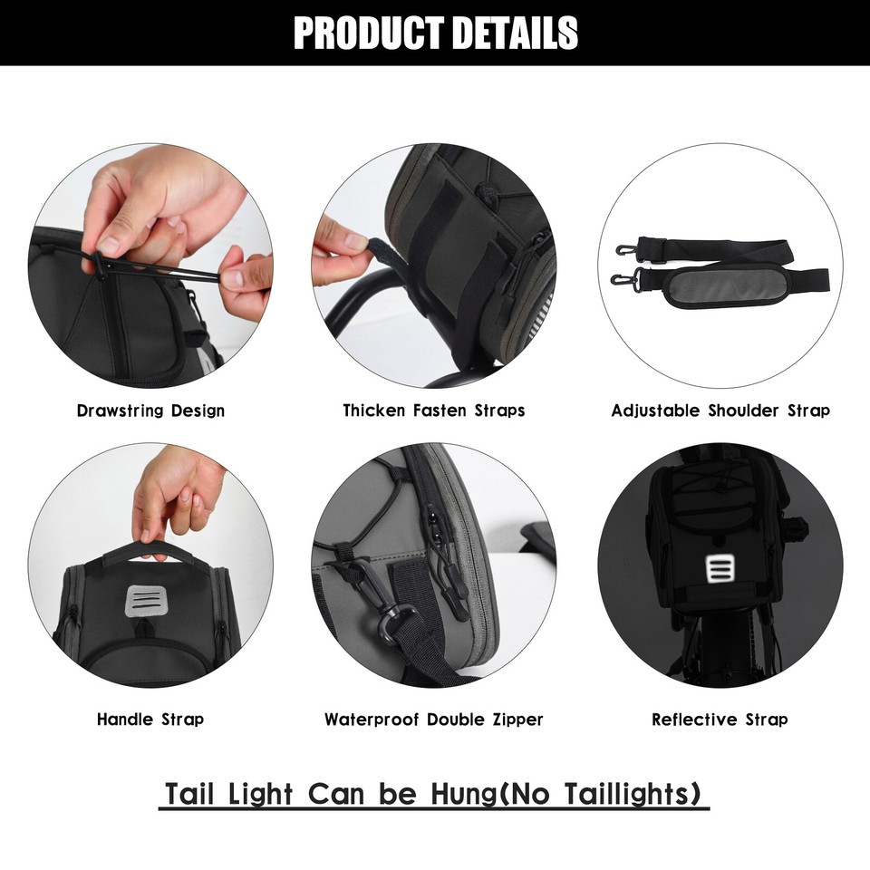 Waterproof E-Bike Rack Bag Bicycle Trunk Backseat Rear Seat Cycling ...