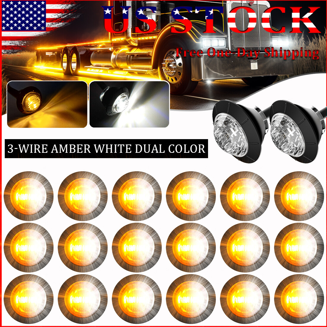 Dual Color Led Truck Lights New Dual Color 12 LED Side Marker Light