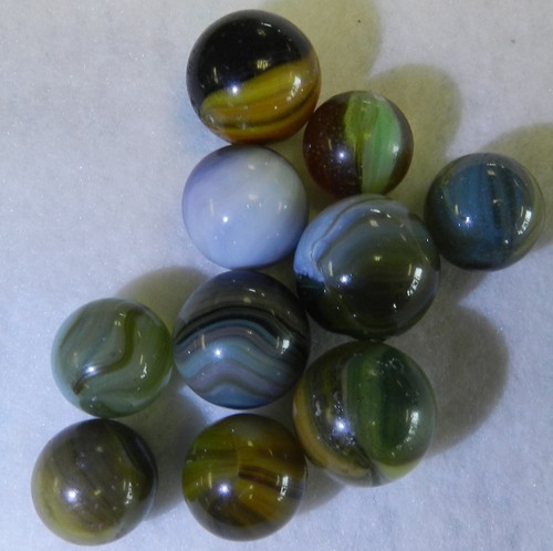 #19253m Vintage Group of 10 Played Master Marble Master Glass Marbles ...
