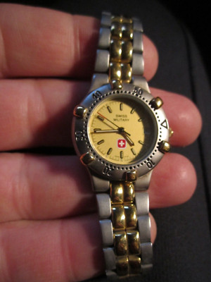 SWISS MILITARY WATCH LADIES' TWO TONE YELLOW FACE DIAL QUARTZ - TK-4 | eBay