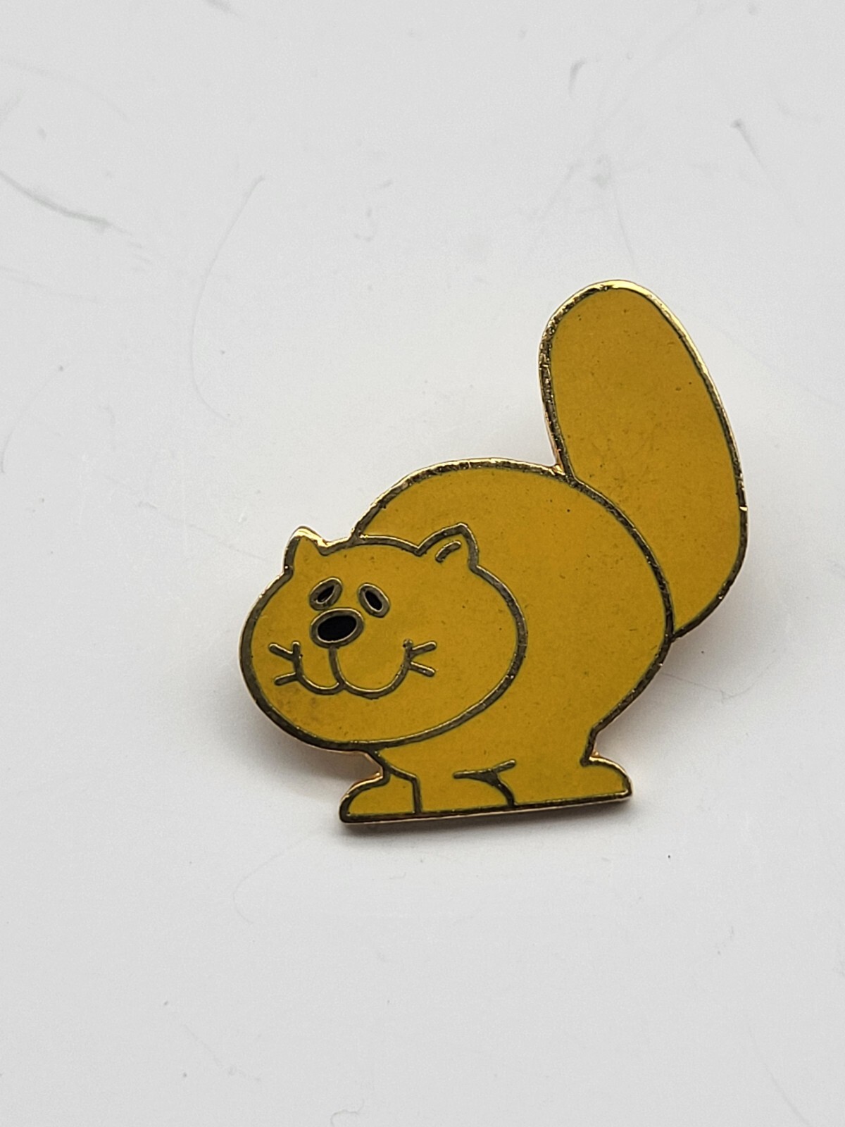 Vintage Fat Cat Enamel pin beaver tail kitty Hat back… - Gem