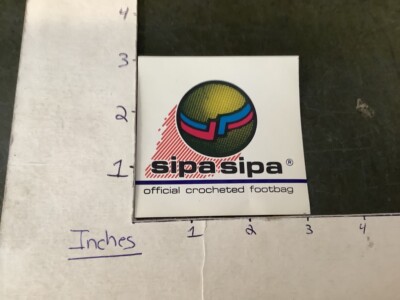 Original UNUSED Sticker -SIPA SIPA official crocheted footbag; hacky ...