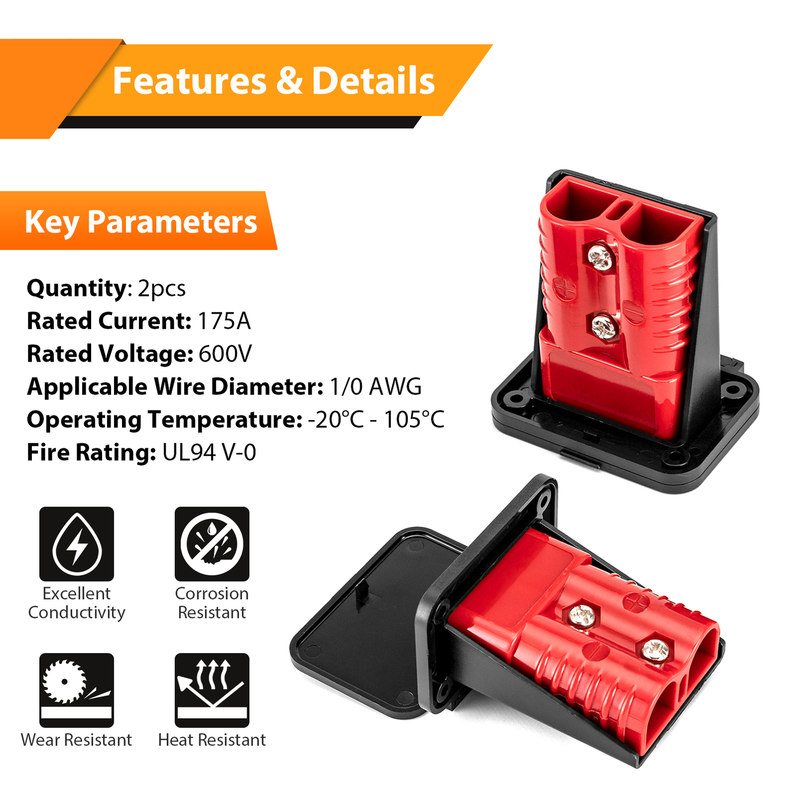 50A/175A Battery Quick Connector Kit Plug Connect Disconnect Winch ...