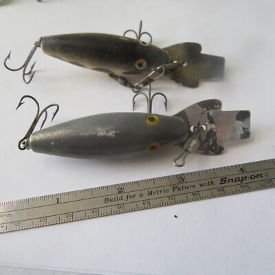 FISHING LURE 2 UNKNOWN 2½" MINNOW WITH METAL DIVE LIP GREEN BACK AND ...