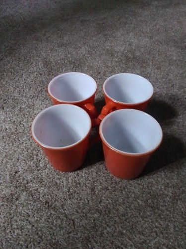 Vtg Pyrex Coffee Mugs Burnt Orange Set Of 4 USA | eBay