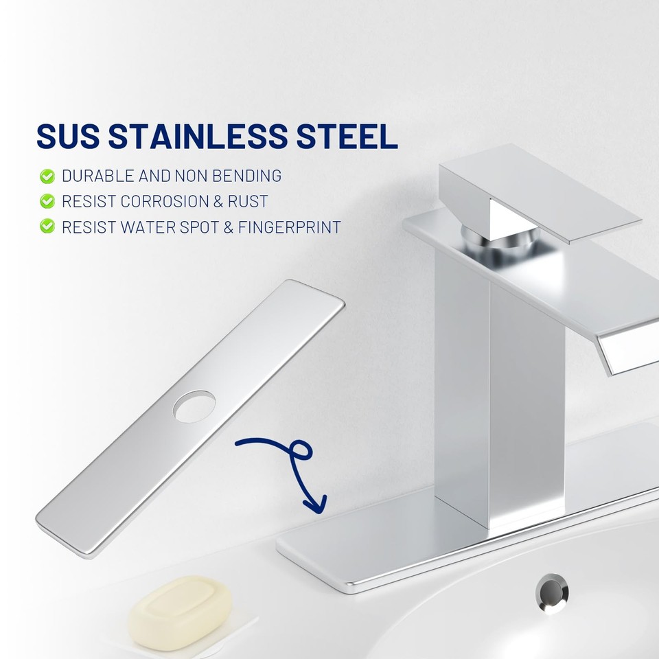 BWE Chrome Square 10 Inch Kitchen Sink Faucet Hole Cover Deck Plate ...