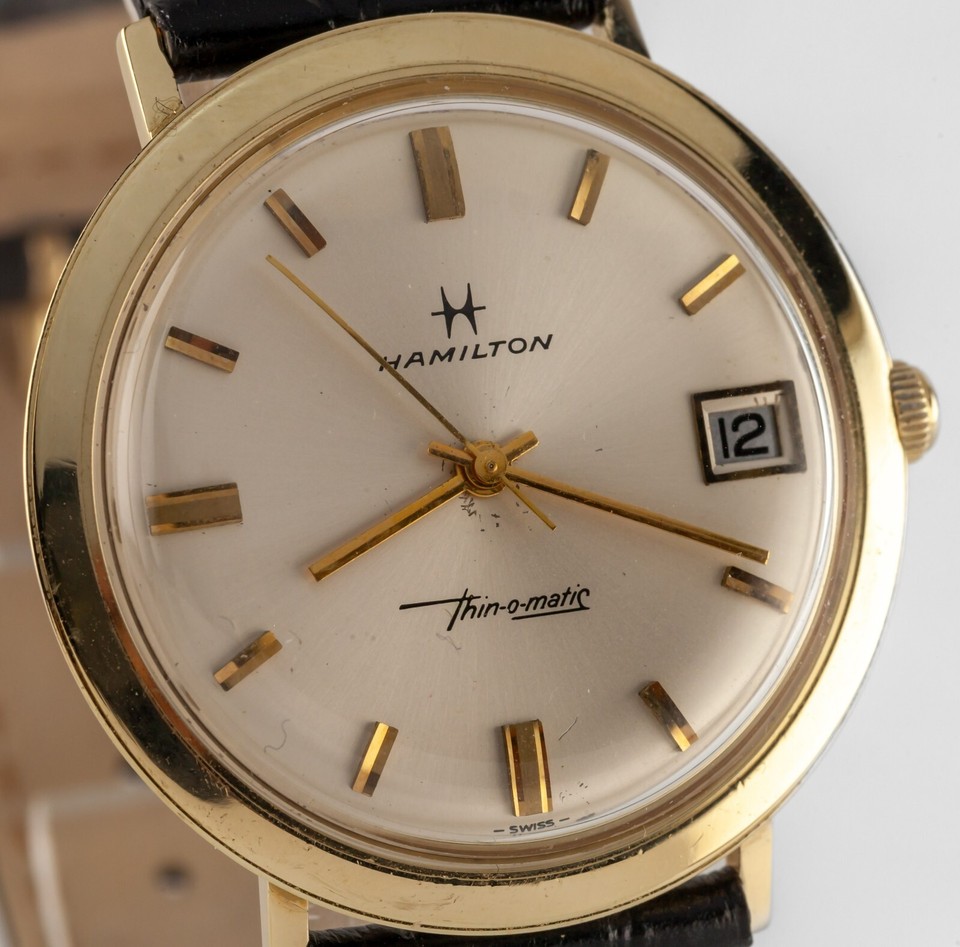 Hamilton 14k Yellow Gold Thin-O-Matic Men's Automatic Watch w/ Date 629 ...