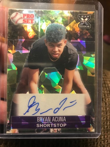 Rare 2021 Leaf Pro Set Bryan Acuna Rc Purple Crystal /15 Auto Rookie ...