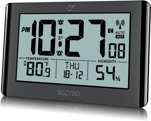 Large Digital Atomic Clock with Indoor Temp & Humidity - Battery ...