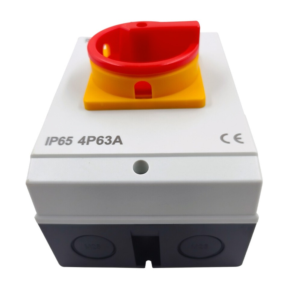 63A Rotary Isolator Switch 63amp 4 Pole AC 230V - 415V IP65 Waterproof ...