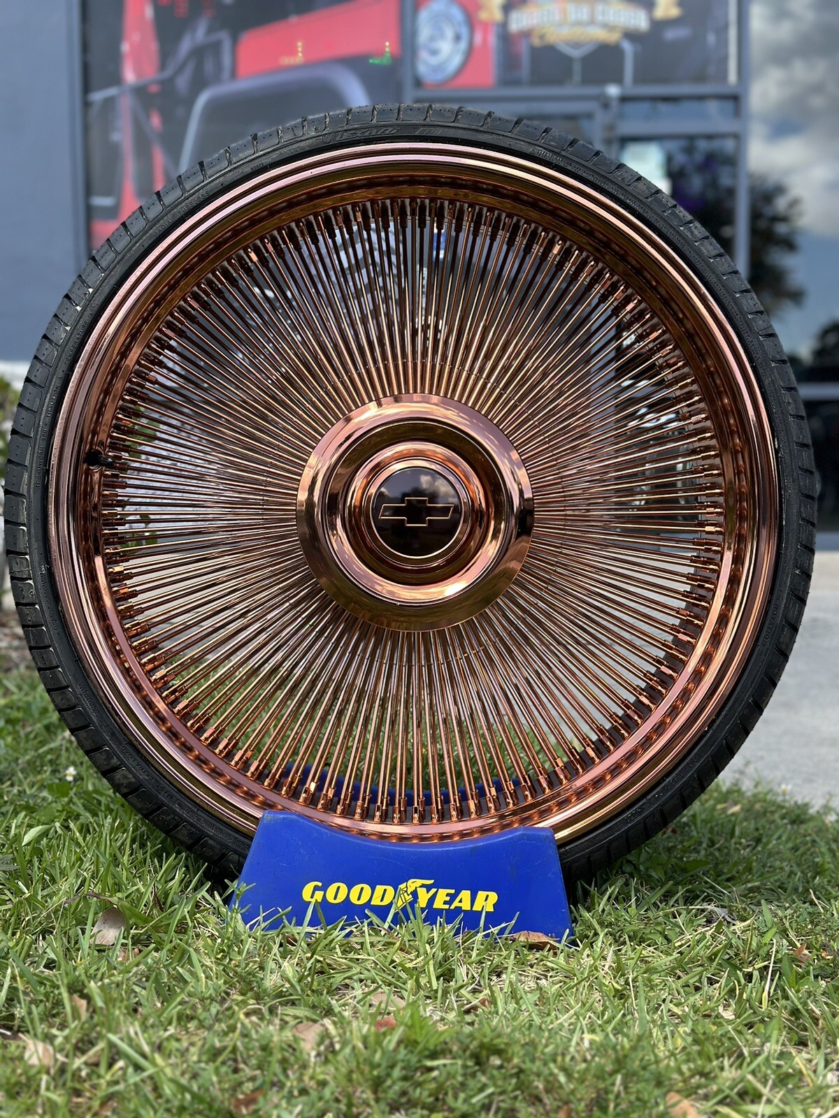 26" ROSE GOLD TRUE SPOKE CHEVY DONK G BODY 5X4.75 5X5 WHEELS AND TIRES ...