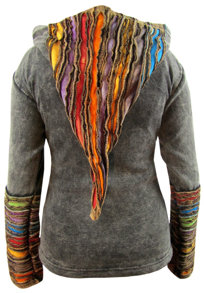 Hippy Psychedelic Embroidery Cotton Ribs Emo Funky Elf Pointed Hoodie ...