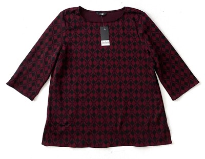 Slim Factor by Investments Nwt Top Jackie Black & Fig Knit Blouse Top ...