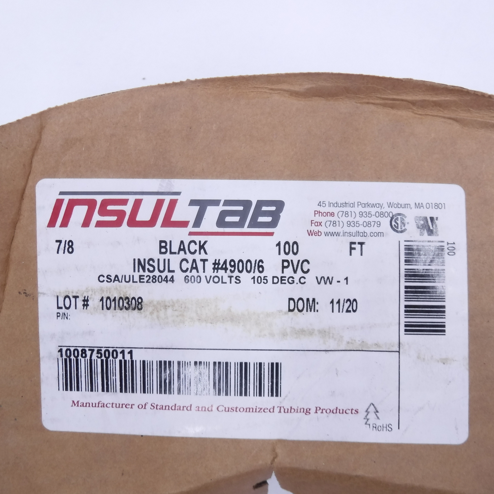 100'x7/8" Spool Insulated Cat #4900/6 Black PVC Tubing 600V 105 C | eBay