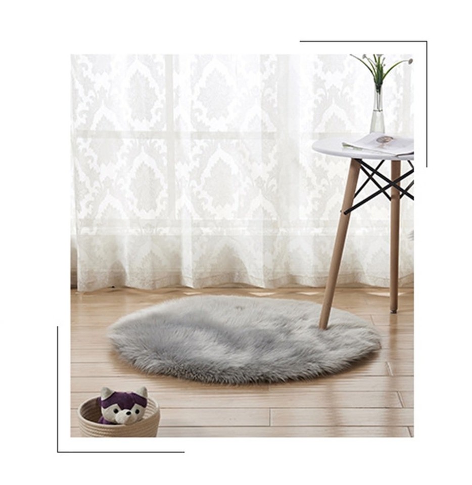 Soft Fluffy Faux Fur Circular Sheepskin Rug Round Floor Mat Available ...