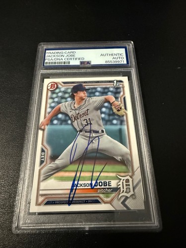 Jackson Jobe autograph signed 2021 1st Bowman baseball card PSA SLAB ...