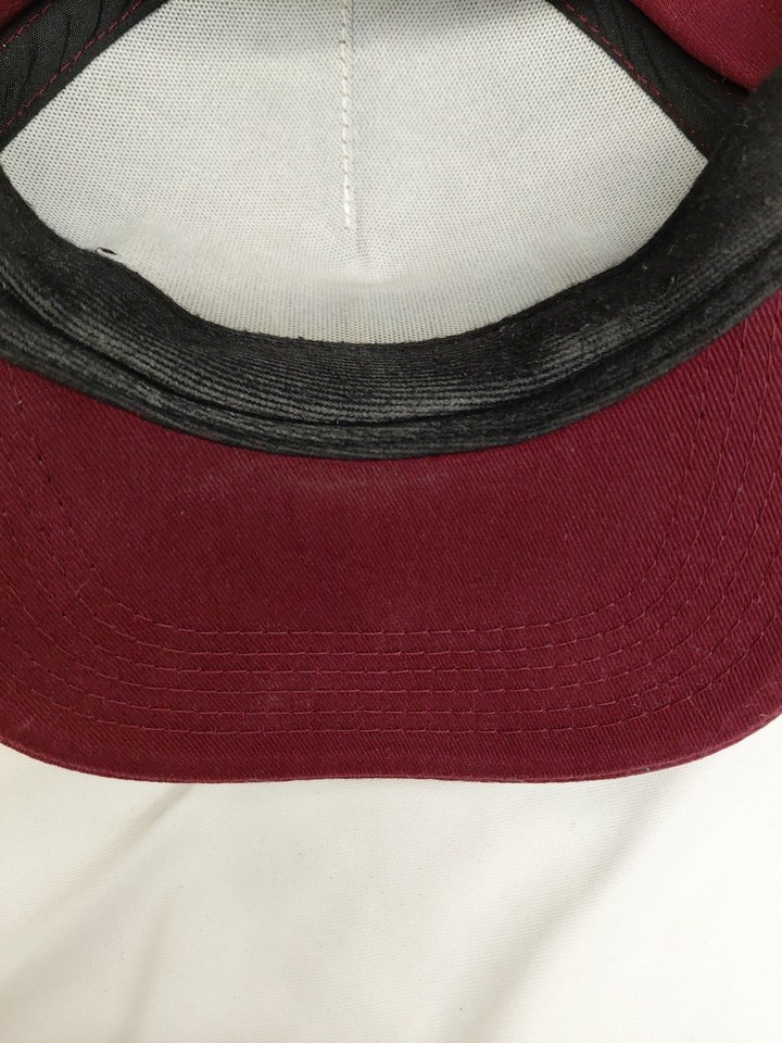 DOPE brand maroon/burgundy snapback hat with a gold-tone metal logo ...