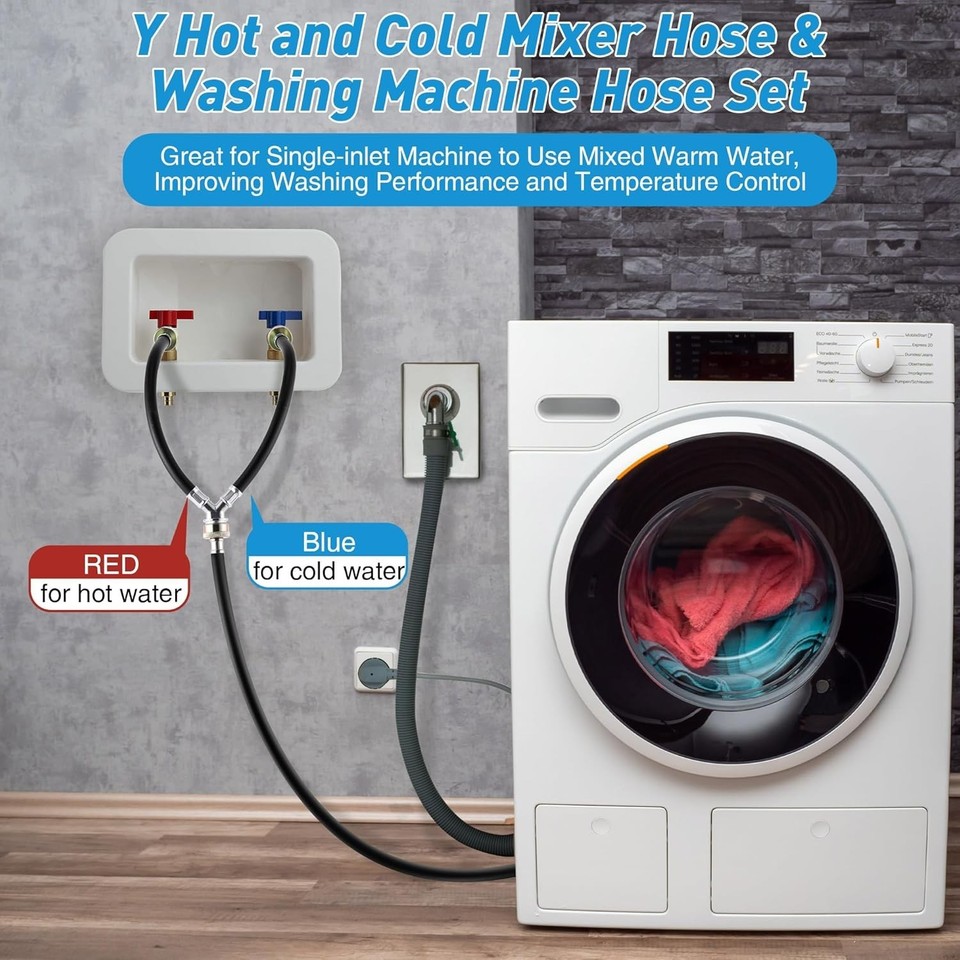 Package: 1 Unit Y Mixer Hose + 1 Unit 5-FT Washing Machine Hose ...