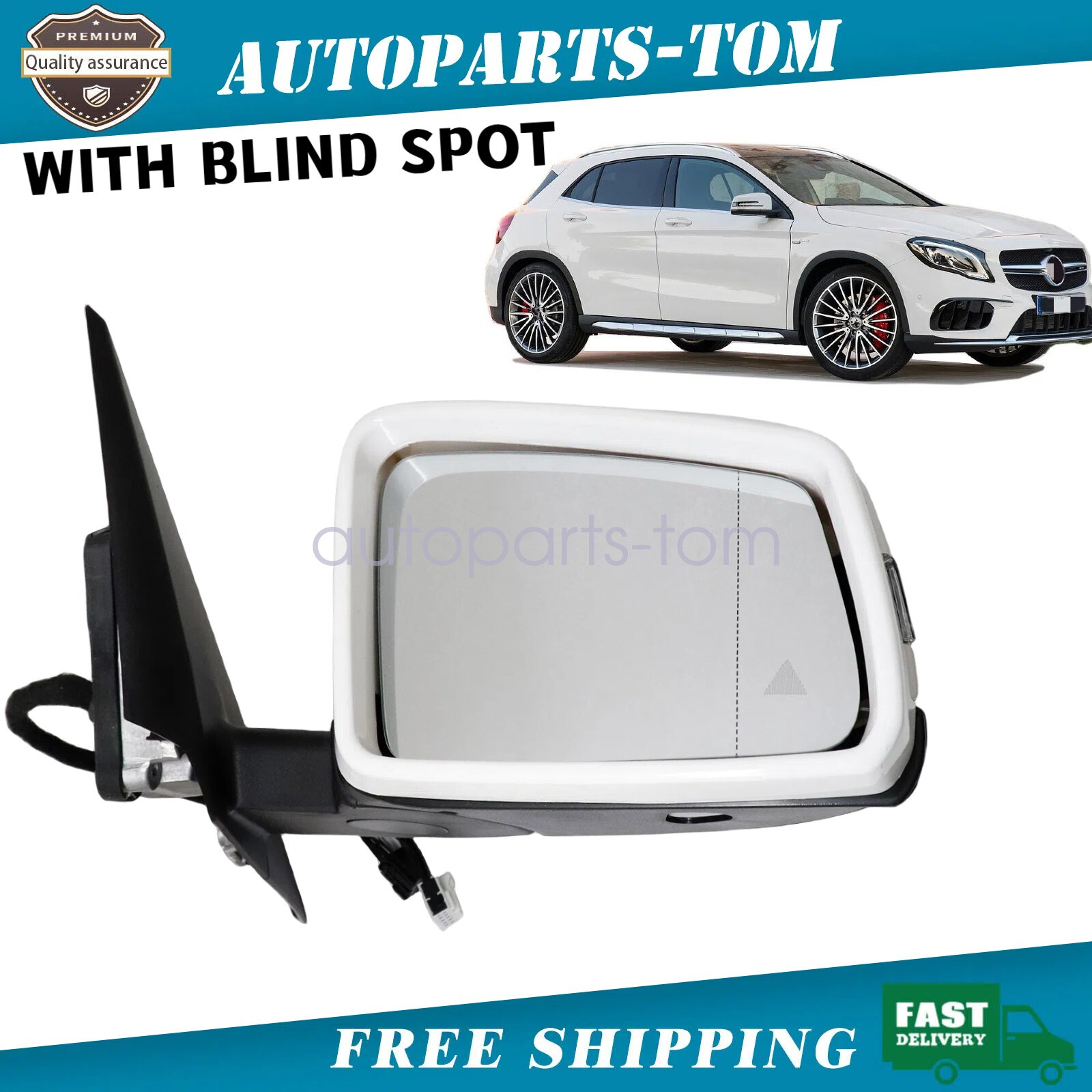 WHITE RIGHT PASSENGER SIDE MIRROR FOR MERCEDES GLA250 GLA45 2014-2020 ...