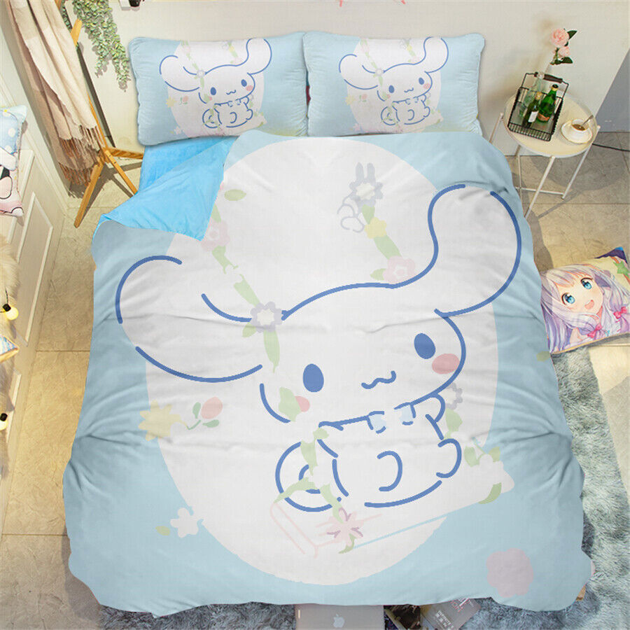 Cinnamoroll Cartoon Duvet Cover Bed Sheet Pillowcase Set for Twin Queen ...