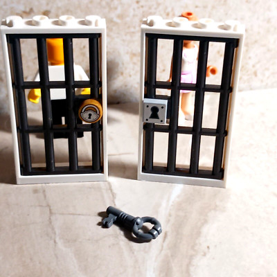 New LEGO Jail Cell Doors Barred Locks Free Skeleton Key Bars Steel ...