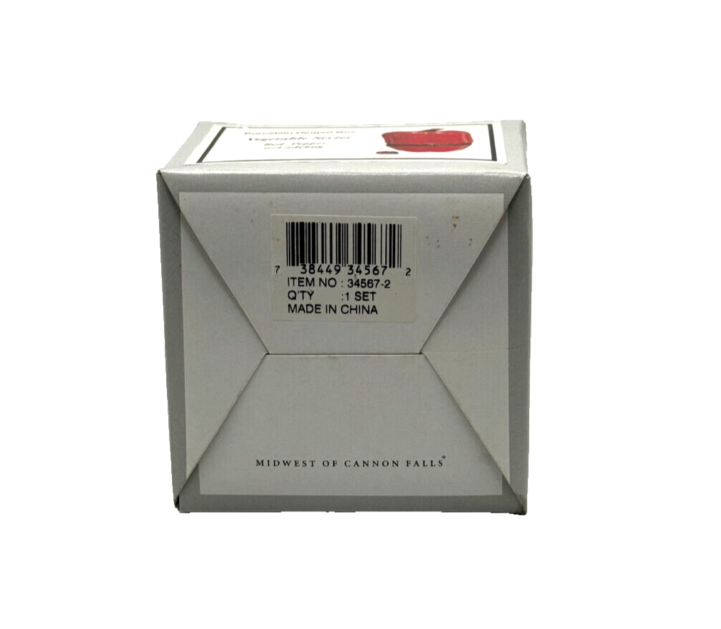 PHB Porcelain Hinged Box Red Pepper With Ladybug Trinket Midwest 34567 ...