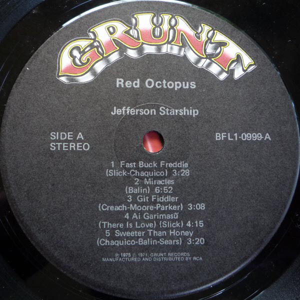 Jefferson Starship - Red Octopus - Grunt (3) - BFL1-0999 - LP, Album ...