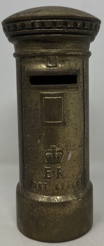 Vintage Brass Mail Box Bank Royal ER Post Office England Heavy 2.5 lbs ...