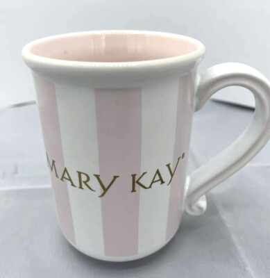 Mary Kay Mug Pink White Stripe Girly Girl Coffee Or Tea Mug | eBay
