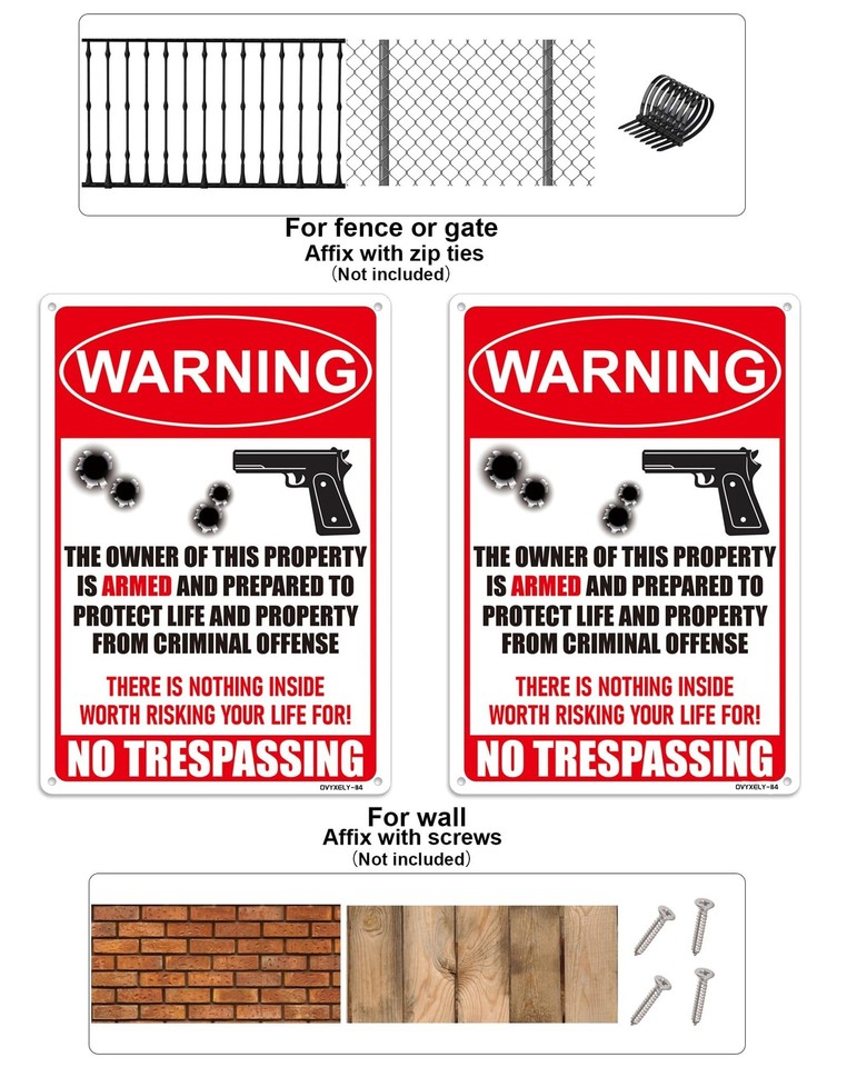 No Trespassing Sign Gun Signs for Home Security,There is Nothing Inside ...