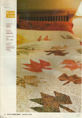 F0110 FLUTTERING LEAVES QUILT PATTERN/INSTRUCTIONS | eBay