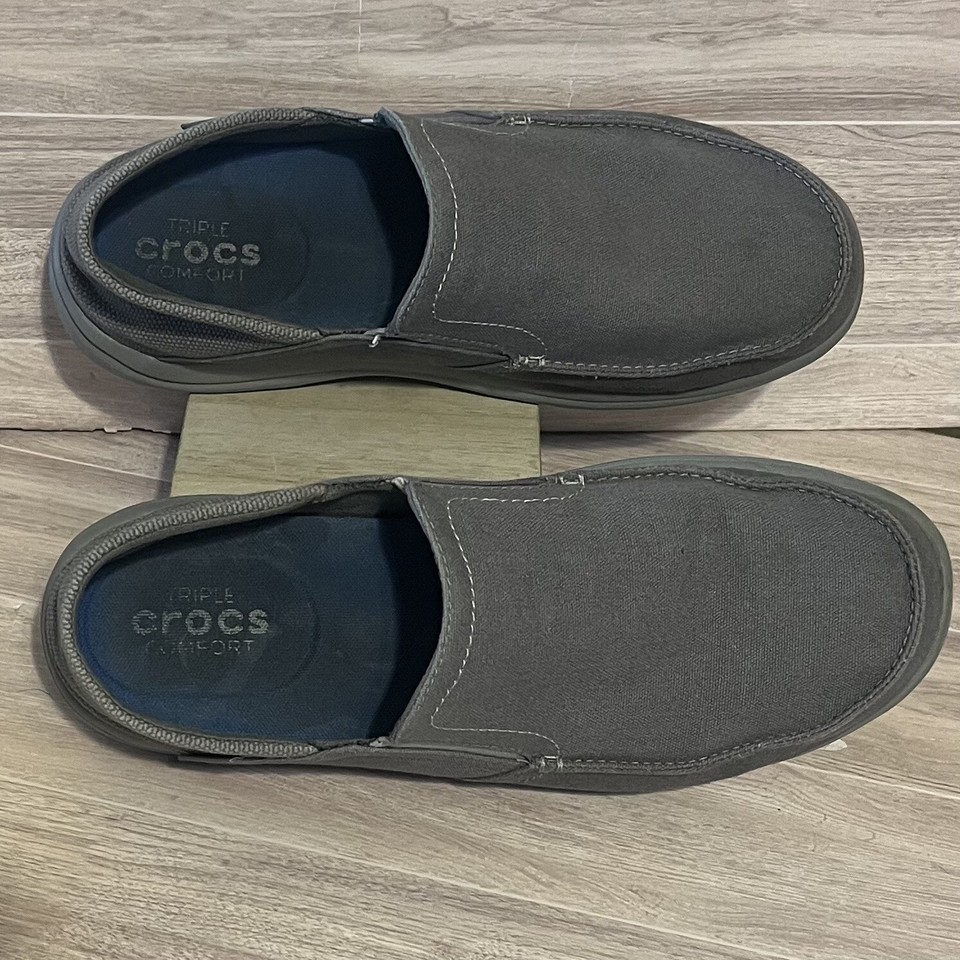 Crocs Santa Cruz Slip On Canvas Loafer Shoes Mens Size 10 Gray Comfort ...